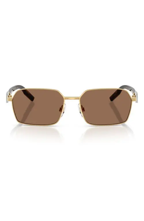 Dolce & Gabbana 56mm Rectangular Sunglasses - Gold