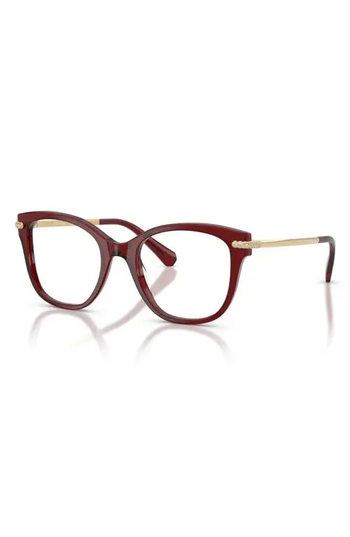 SWAROVSKI 51mm Square Optical Glasses - Transp Burgundy/demo Lens