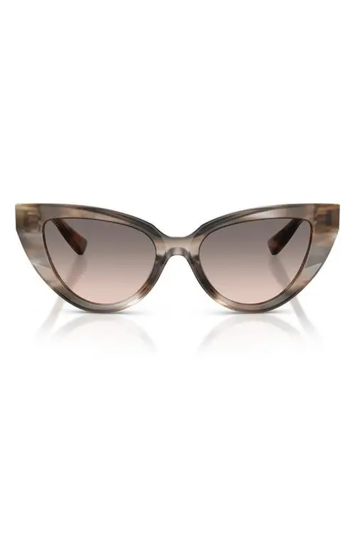 Dolce & Gabbana 52mm Polarized Cat Eye Sunglasses - Striped Grey