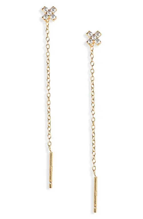 Argento Vivo Pavé Cross Threader Earrings - Gold