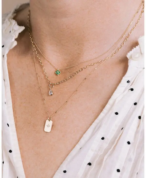 Zoe Chicco 14k Gold Emerald Flower Pendant Necklace - Yellow