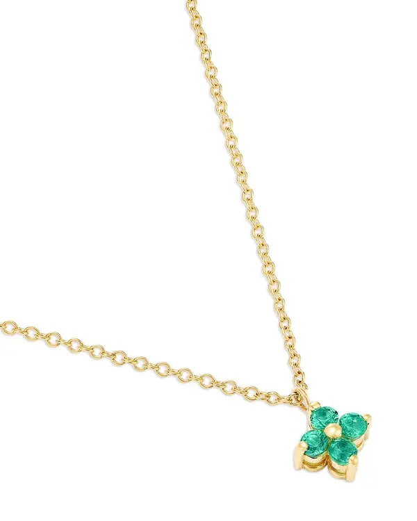 Zoe Chicco 14k Gold Emerald Flower Pendant Necklace - Yellow