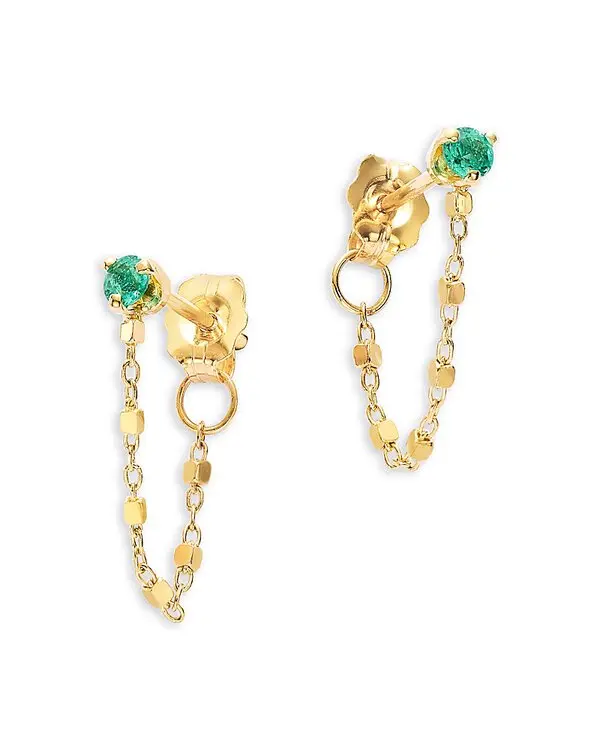 Zoe Chicco 14k Yellow Emerald Gemstones Chain Earrings - Gold