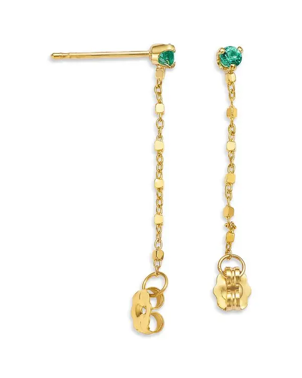 Zoe Chicco 14k Yellow Emerald Gemstones Chain Earrings - Gold