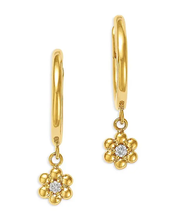 Zoe Chicco 14k Yellow Diamond Dangle Hoop Earrings - Gold