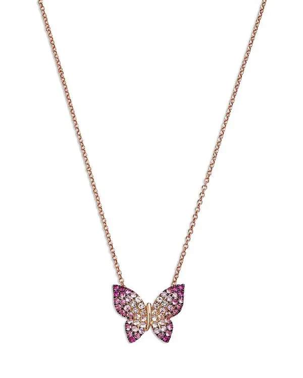 Bloomingdale'S Sapphire Butterfly Pendant Necklace - Pink