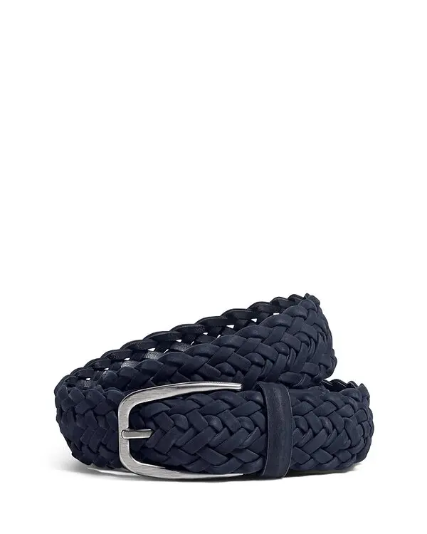 Zegna Braided Leather Belt - Dark Blue