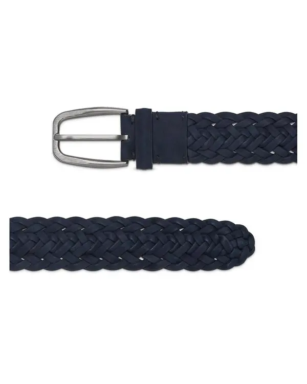 Zegna Braided Leather Belt - Dark Blue