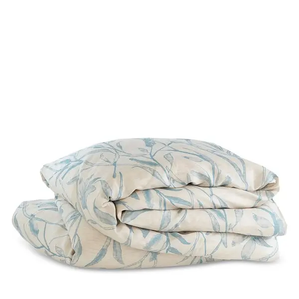 ANNIE SELKE Margot Botanical Linen Blend Duvet Cover, King - Pewter Blue