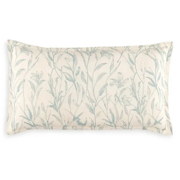ANNIE SELKE Margo Linen Blend Botanical Sham, King - Pewter Blue