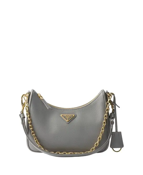 Prada Re-edition Mini Saffiano Leather Bag - Grey