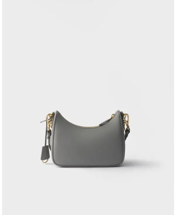 Prada Re-edition Mini Saffiano Leather Bag - Grey