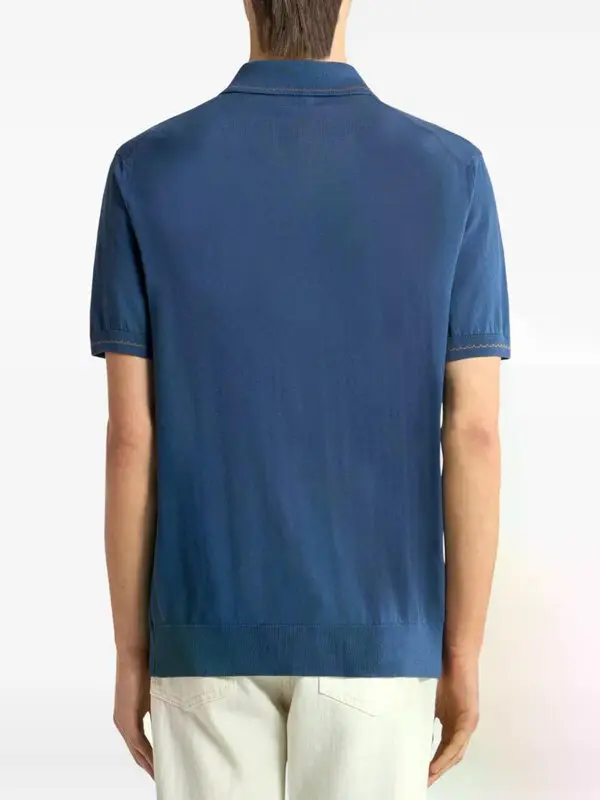 Etro Pegaso-motif Cotton Polo Shirt - Blue