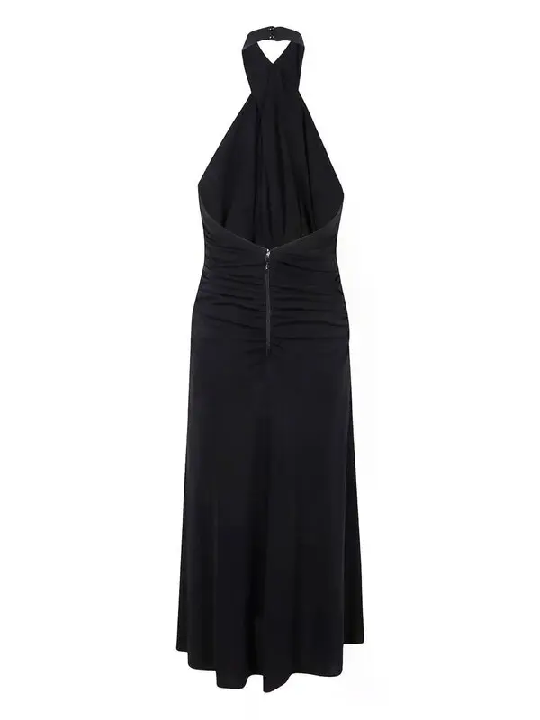 Halterneck Ruched Dress - Black