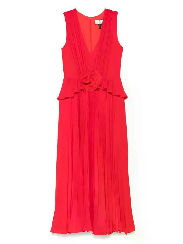 NISSA Floral-appliqué Maxi Dress - Red