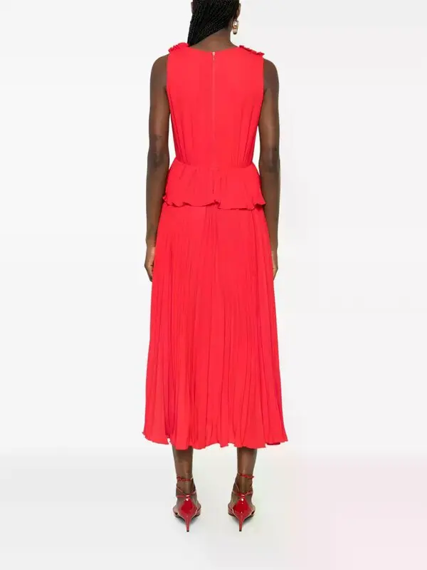NISSA Floral-appliqué Maxi Dress - Red