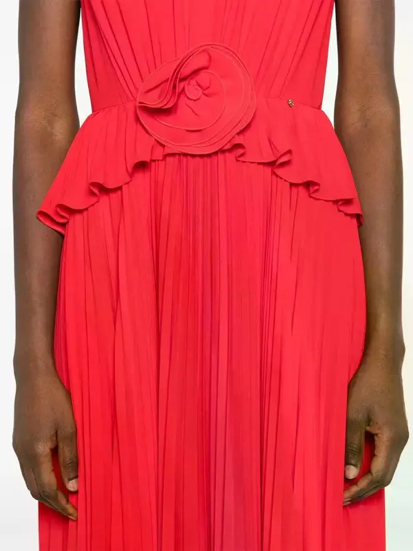 NISSA Floral-appliqué Maxi Dress - Red
