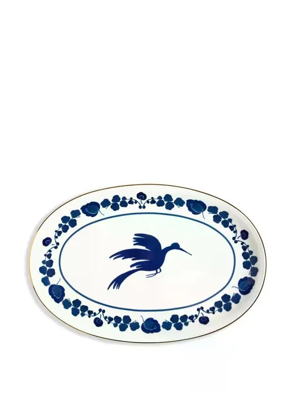 La DoubleJ Wildbird-print Platter - White