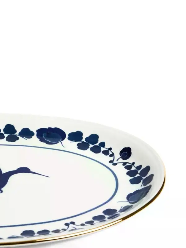 La DoubleJ Wildbird-print Platter - White