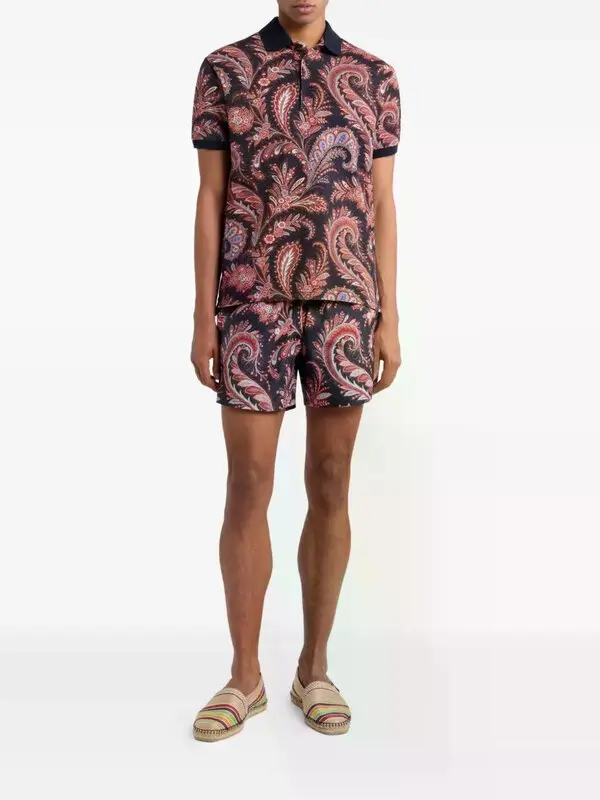 Etro Paisley-print Cotton Polo Shirt - Black