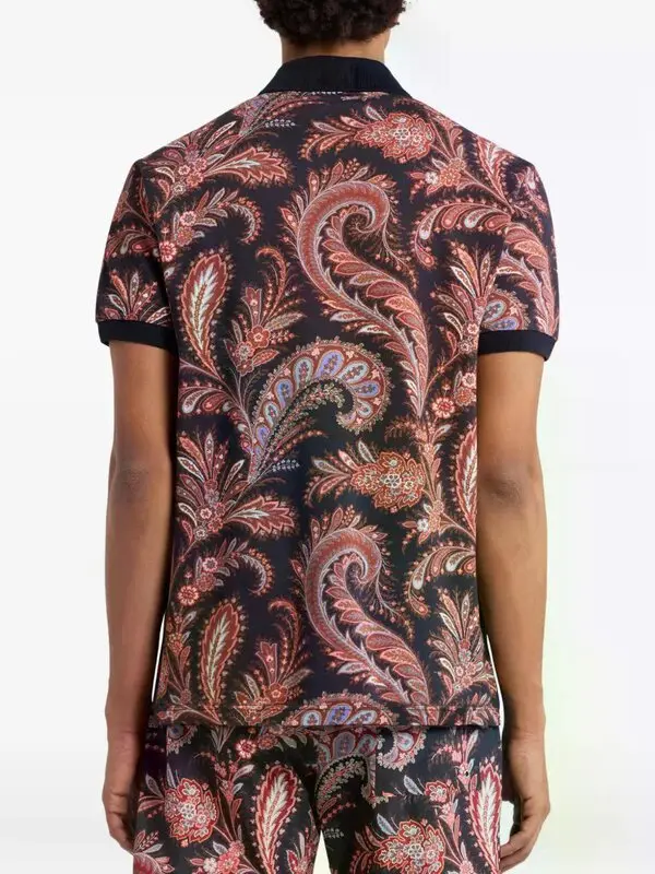 Etro Paisley-print Cotton Polo Shirt - Black
