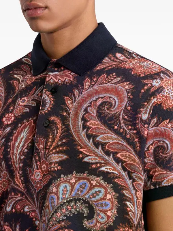 Etro Paisley-print Cotton Polo Shirt - Black