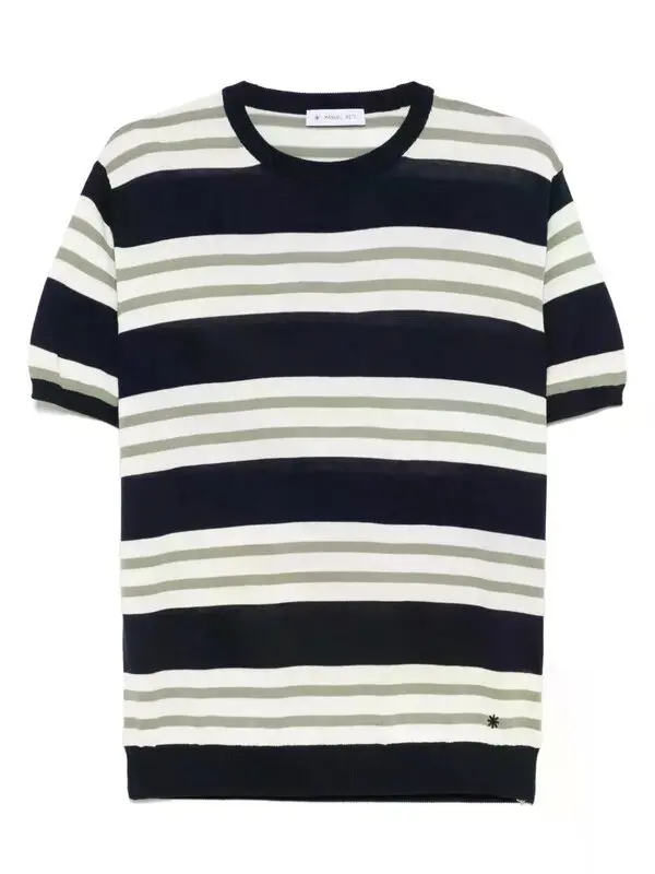 MANUEL RITZ Cotton Knit T-shirt - Blue