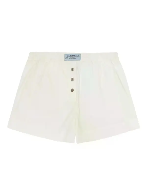 GANNI Logo-patch Shorts - White