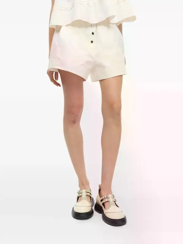 GANNI Logo-patch Shorts - White