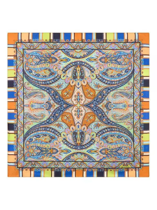Etro Silk Pocket Square - Blue