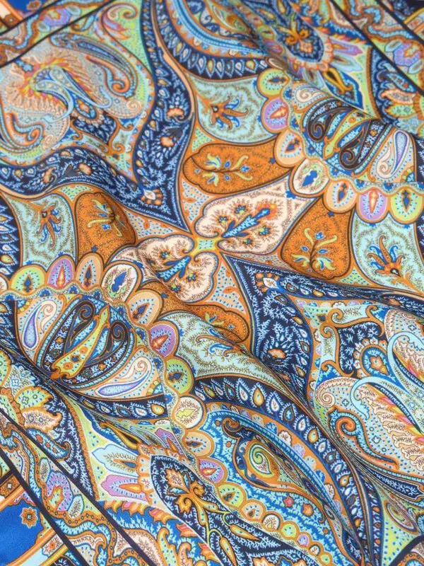 Etro Silk Pocket Square - Blue