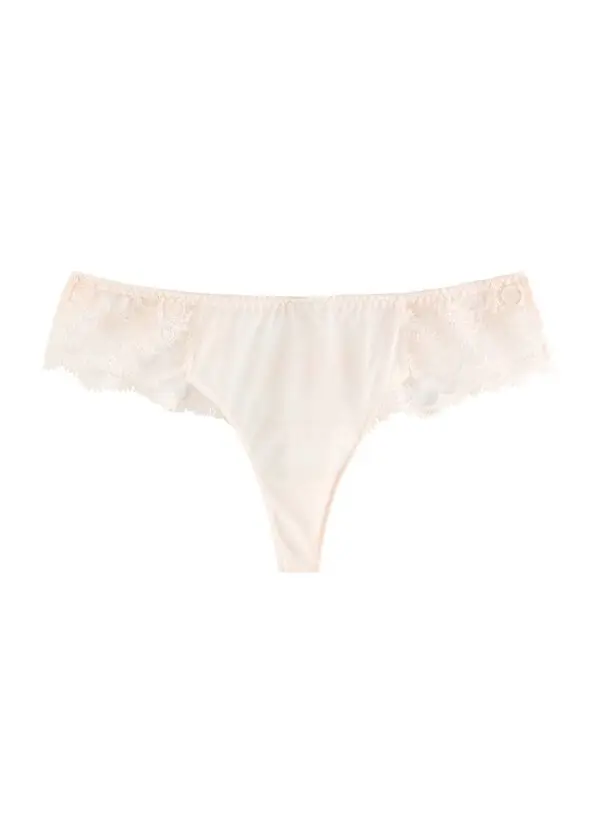 Simone Perele Intrigue Tanga Embroidered Tulle Briefs - Light Pink