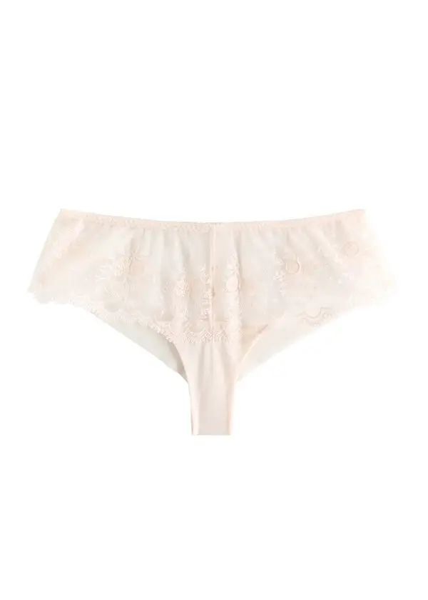 Simone Perele Intrigue Embroidered Tulle Briefs - Light Pink