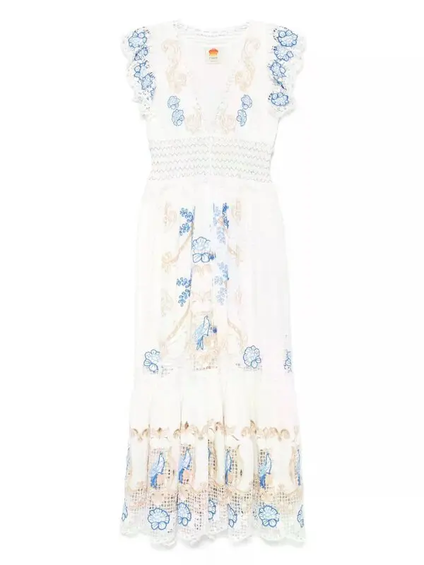 sachin and babi light blue dress Green Monstera Embroidery Midi Dress main image 0