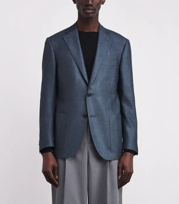 Corneliani Silk-virgin Wool Blazer - Blue