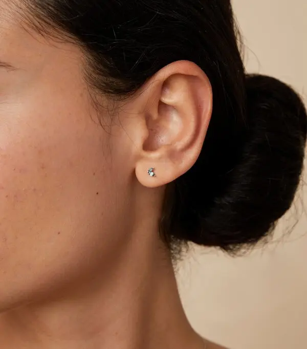 ASTRID & MIYU White Gold And Alexandrite Stud Earrings