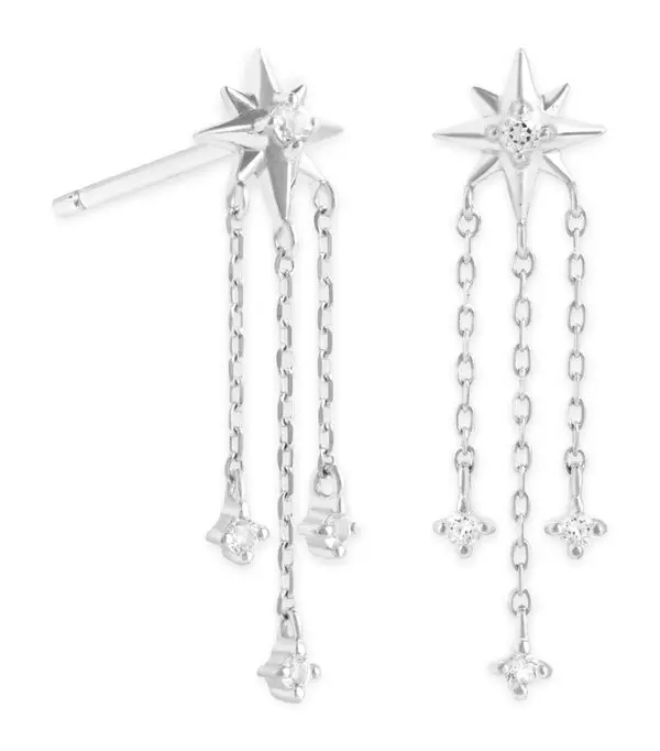 ASTRID & MIYU White Topaz Shooting Star Earrings - Silver