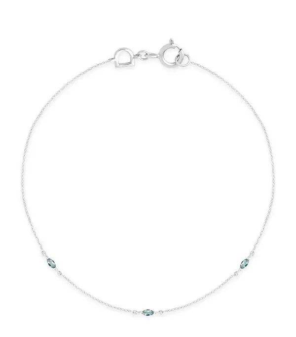 ASTRID & MIYU White Gold And Alexandrite Marquise Bracelet - Silver