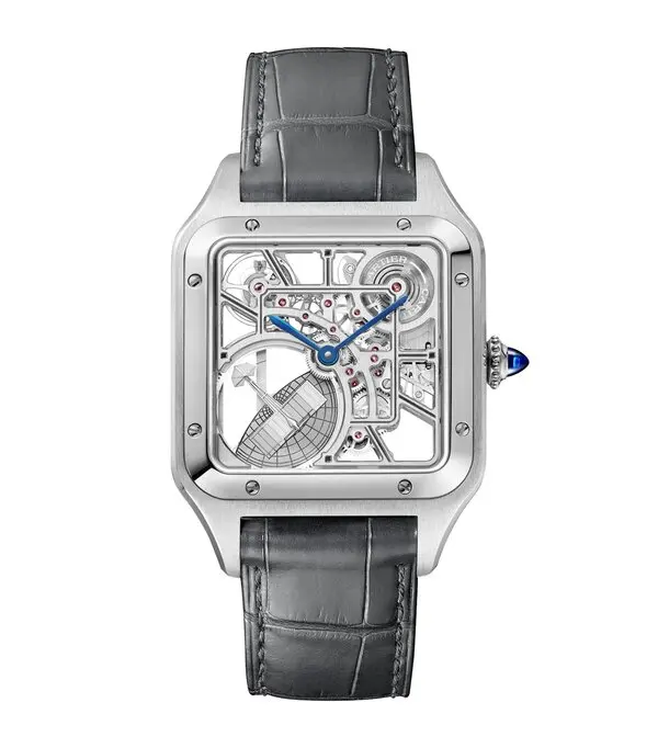 Cartier Stainless Steel Santos-dumont Skeleton Watch - Silver