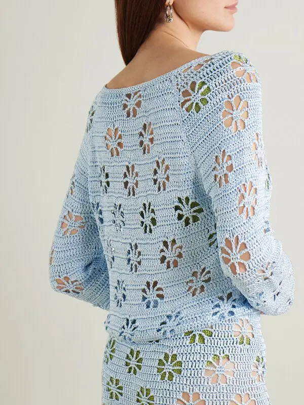 Calle Del Mar Crocheted Cropped Cardigan