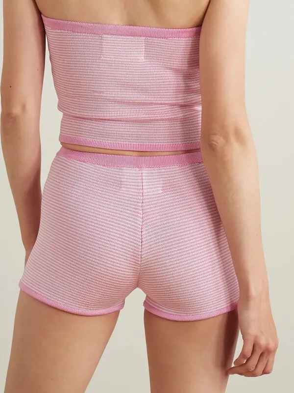 Calle Del Mar Striped Knitted Shorts - Pink