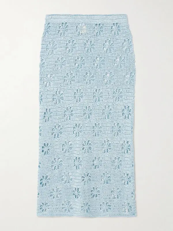 Calle Del Mar Crocheted Midi Skirt - Blue