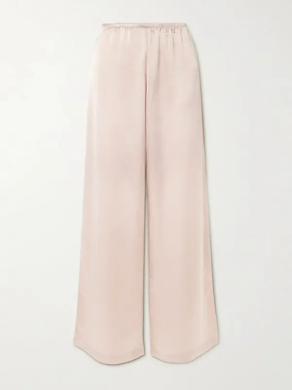 LESET Barb Washed-satin Wide-leg Pants - Pink