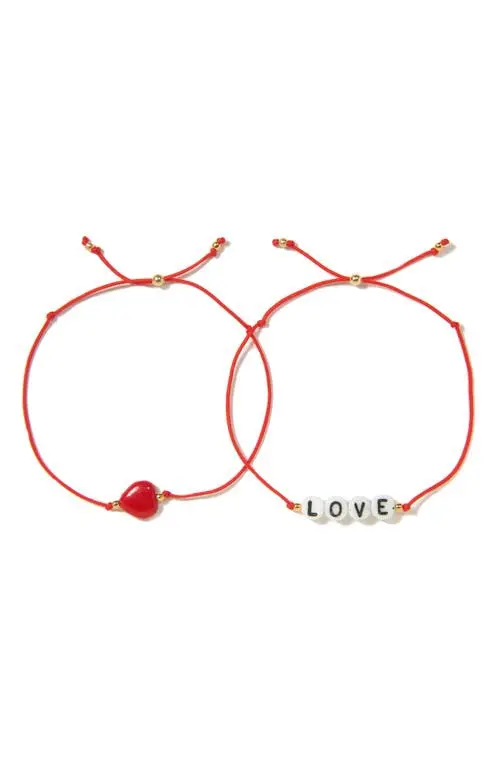 VENESSA ARIZAGA Love Heart Charm Bracelet Set - Red