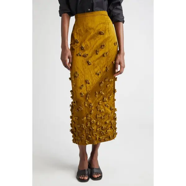 Michael Kors Floral Satin Skirt - Cactus