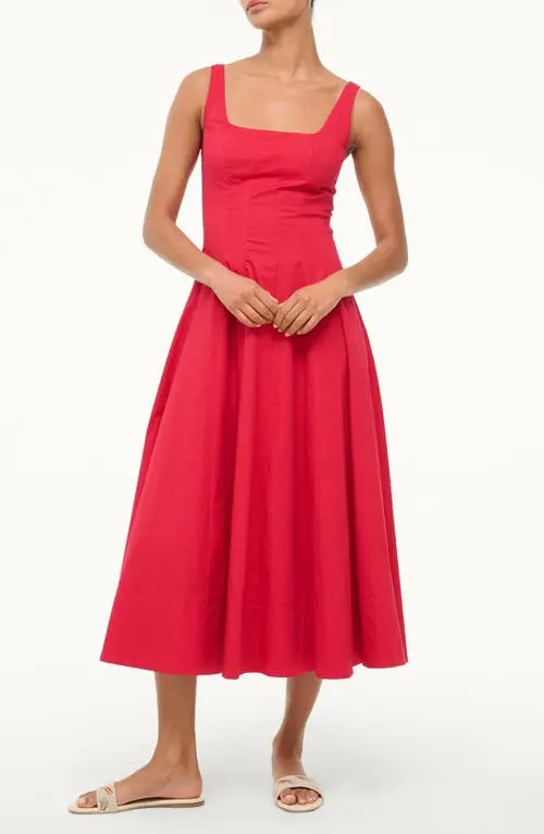 Staud Wells Sleeveless Silk Midi Dress