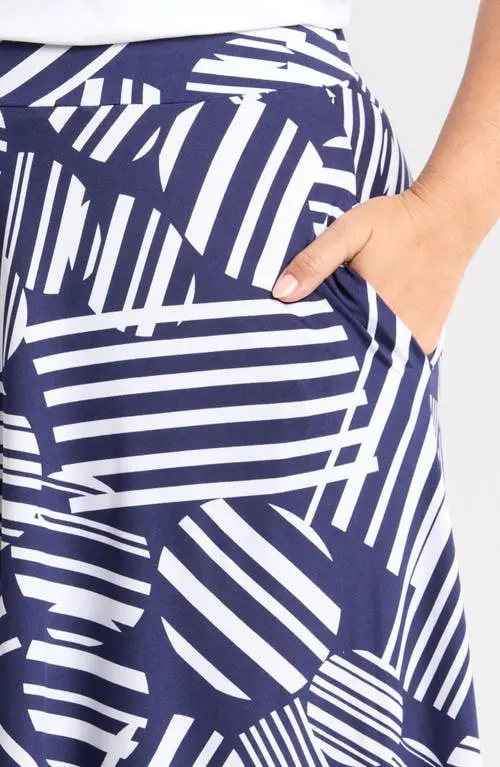 24SEVEN COMFORT APPAREL Geometric Print Midi Skirt