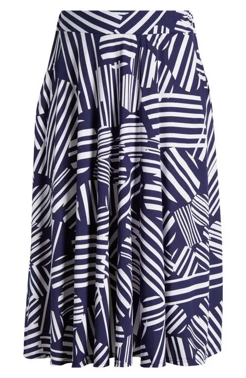 24SEVEN COMFORT APPAREL Geometric Print Midi Skirt