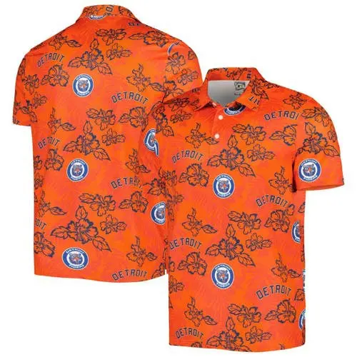 Reyn Spooner Detroit Tigers Cooperstown Collection Puamana Print Polo - Orange
