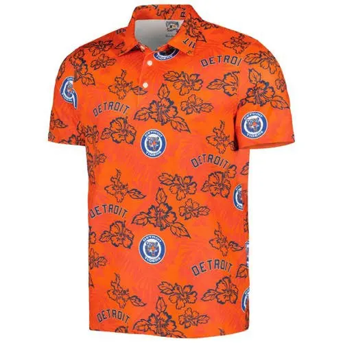 Reyn Spooner Detroit Tigers Cooperstown Collection Puamana Print Polo - Orange